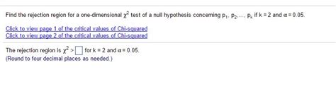 Solved Find The Rejection Region For A One Dimensiona X Test