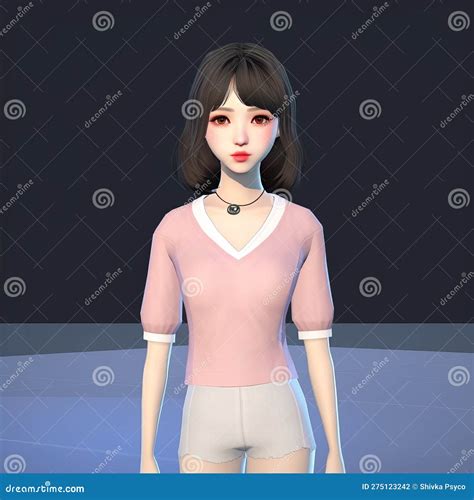 A Beautiful Young Girl Anime Cartoon Generative Ai Stock Illustration
