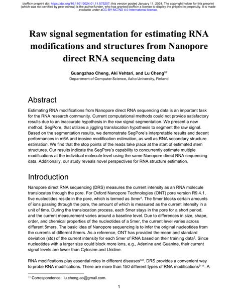 Pdf Raw Signal Segmentation For Estimating Rna Modifications And Structures From Nanopore