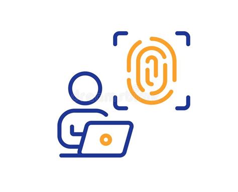 Computer Fingerprint Line Icon Finger Print Scan Sign Vector Stock Vector Illustration Of