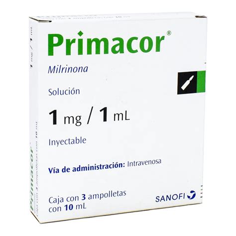 Primacor 1 Mg 1 Ml Solución Inyectable 3 Ampolletas 10 Ml Farmacia Coyoacán
