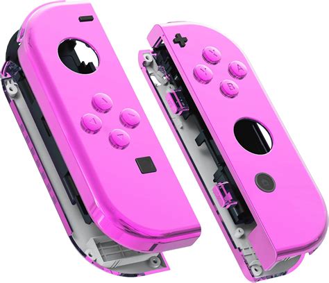 Extremerate Chrome Pink Glossy Joycon Handheld Controller Housing With