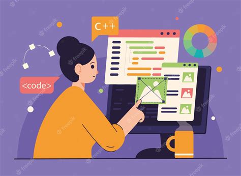 Premium Vector Developer Woman Working