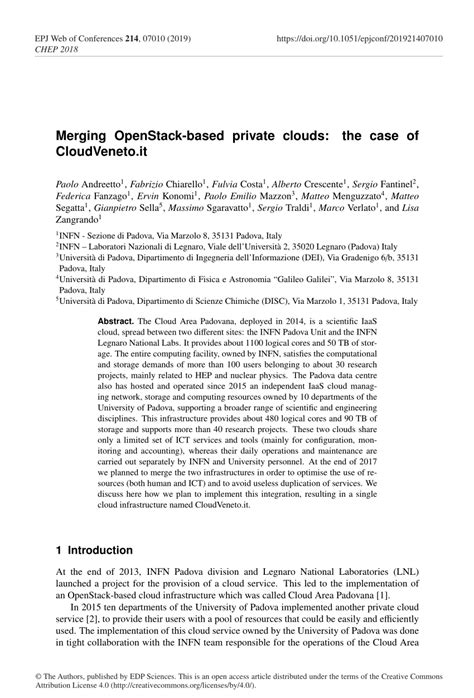 Pdf Merging Openstack Based Private Clouds The Case Of Cloudvenetoit