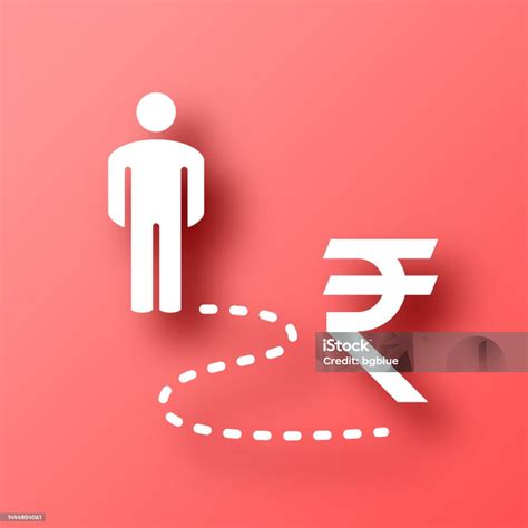 인도 루피 방식의 사람 그림자가 있는 빨간색 배경의 아이콘 3차원 형태에 대한 스톡 벡터 아트 및 기타 이미지 3차원 형태 개념 결심 Istock