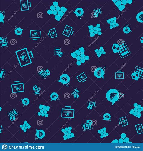 Set Worker Safety Helmet Security Keypad Access Panel Roof Tile And On Seamless Pattern