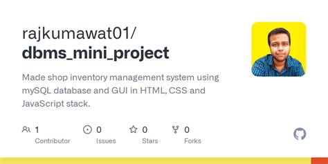 Github Rajkumawat Dbms Mini Project Made Shop Inventory Management System Using Mysql
