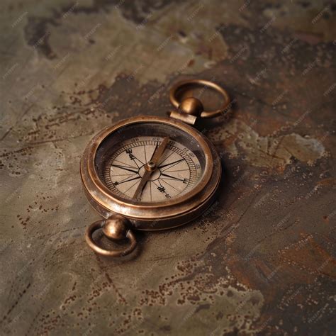 Antique Compass With Worn Brass Casing On A Rustic Background Premium