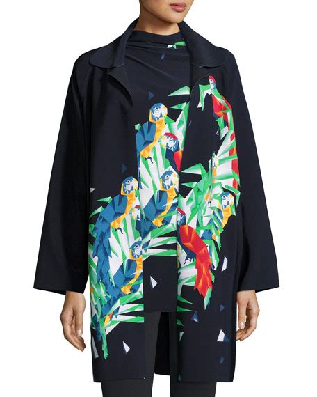 Norma Kamali Mens Bonded Trench Coat Midnight Parrot