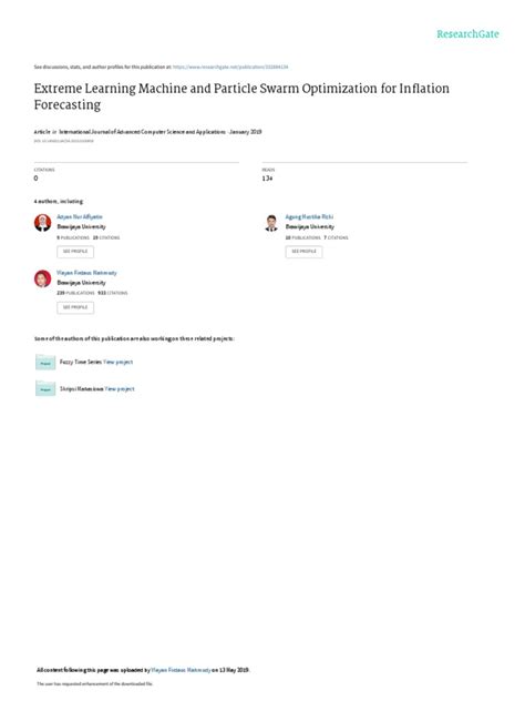 Extreme Learning Machine And Particle Swarm Optimi Pdf Artificial Neural Network Forecasting