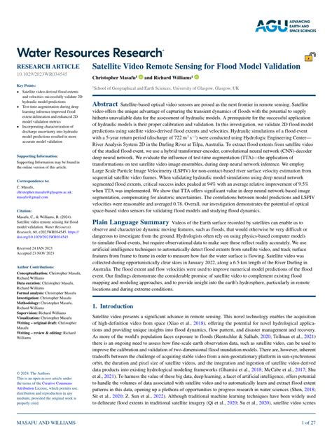 Pdf Satellite Video Remote Sensing For Flood Model Validation