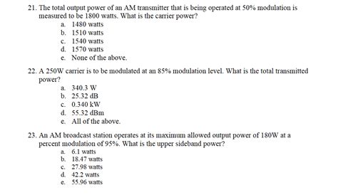 Solved The Total Output Power Of An AM Transmitter That Chegg Com