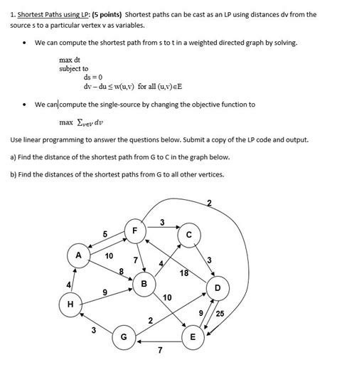 Solved 1 Shortest Paths Using Lp 5 Points Shortest