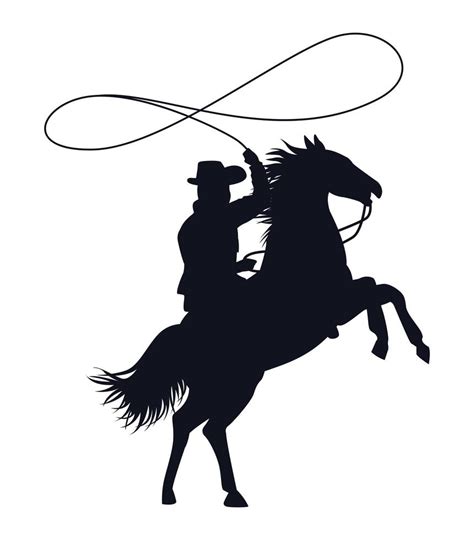 Silueta De Figura De Vaquero En Carácter De Lazo De Caballo 2499667