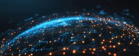 Bokeh Lights And A Digital Earth With Network Connections Stock
