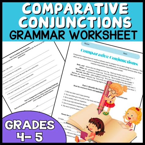 Correlativecomparative Conjunctions Worksheet With Answer Key Grades 4 5