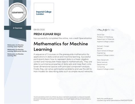 Machinelearning Mathematics Imperialcollegelondon Prem Kumar Raju