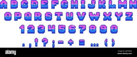 Retro Pixel Font 8 Bit Arcade Game Letters Numbers And Punctuation Marks Vintage Video And