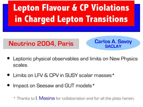 Ppt Lepton Flavour And Cp Violations In Charged Lepton Transitions