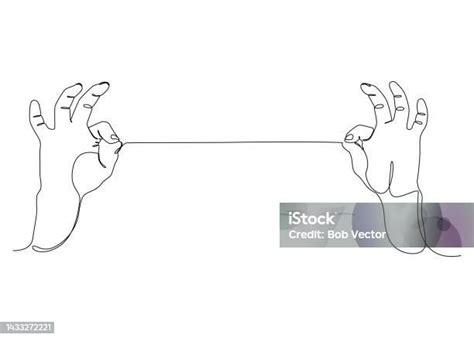 끈을 잡고 있는 두 손의 연속 선 그리기 하나 씬 라인 일러스트 레이 션 벡터 개념 윤곽선 그리기 창조적 인 아이디어 밧줄에 대한 스톡 벡터 아트 및 기타 이미지 Istock