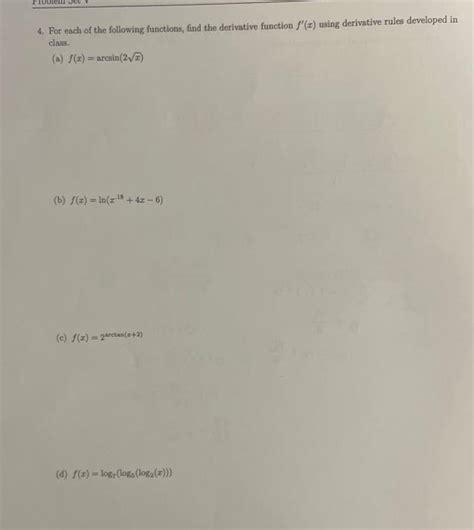 solved 4 for each of the following functions find the