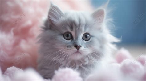 분홍색 푹신한 물건 더미에 장난스럽게 둘러싸인 회색 고양이 분홍색 배경 물건 배경 새끼 고양이 배경 이미지 Hd 분홍색 물건 새끼 고양이 배경 사진 무료 다운로드