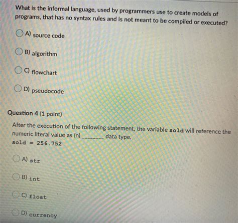 Solved What Is The Informal Language Used By Programmers
