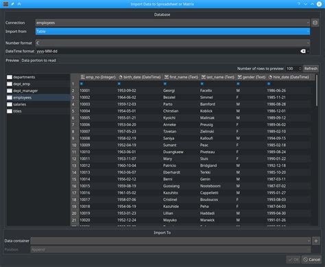Import From Sql Databases Labplot