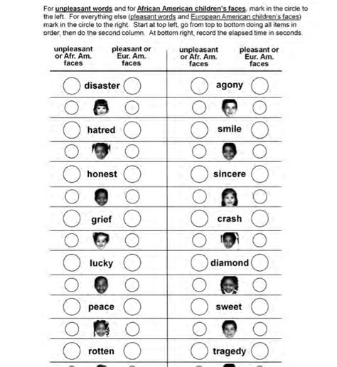 Implicit Bias Test Printable