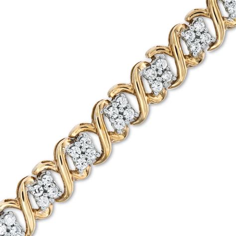 1 Ct Tw Diamond X Bracelet In 10k Gold Zales