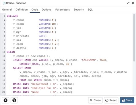 Function Dialog PgAdmin Documentation