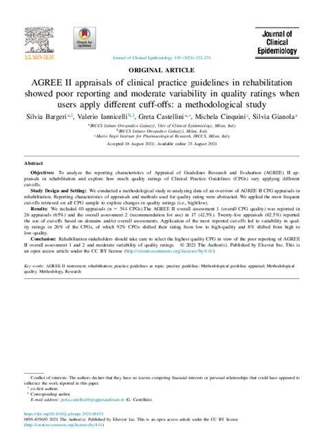 Pdf Agree Ii Appraisals Of Clinical Practice Guidelines In