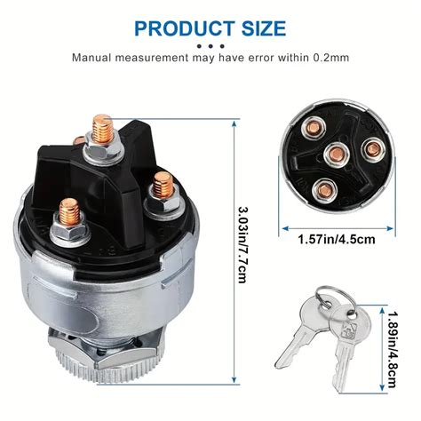 점화 시동 스위치 열 수축 단자 포함 12v 10a 3단 2키 작동 스위치 트랙터 지게차 트럭 트레일러 농업 개조 차량 및 Utv 호환성 알루미늄 합금 구조