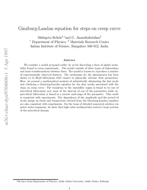Pdf Ginzburg Landau Equation For Steps On Creep Curve