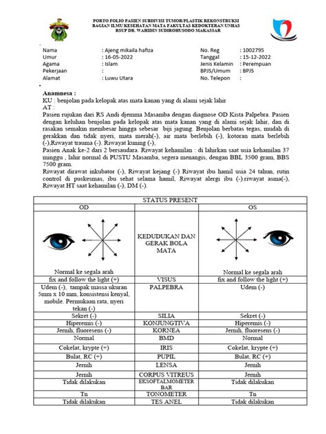 Onk5 Tw Ajeng Mikaila Hafiza Oculus Dexter Kista Palpebra Pdf