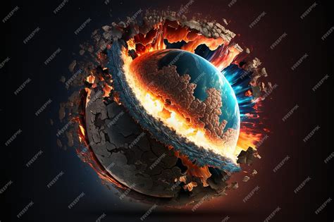 Earthquake Taking Earth Crust Inside It With Fire Nuclear Explosion