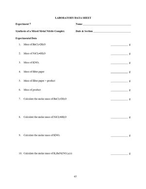 Data Sheet CHEM Studocu