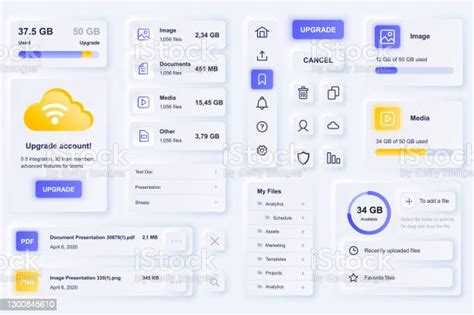클라우드 기술 모바일 앱용 사용자 인터페이스 요소입니다 독특한 호형성 디자인 Ui Ux Gui Kit 요소 템플릿 노이모티즘