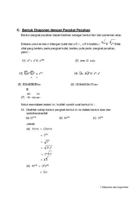 05 Bentuk Eksponen Dengan Pangkat Pecahan C Bentuk Eksponen Dengan Pangkat Pecahan Bentuk