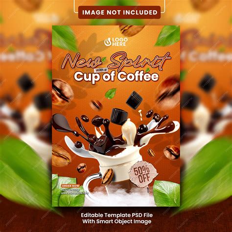 커피 숍 음료 메뉴 프로모션 소셜 미디어 템플릿 프리미엄 Psd 파일