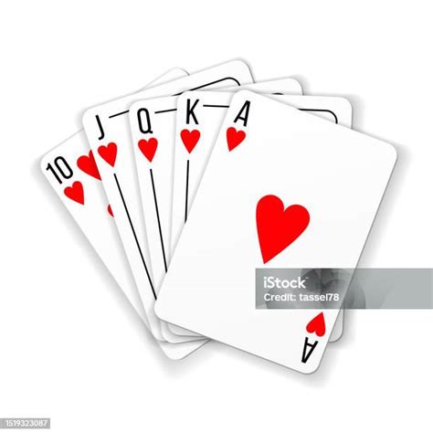 하트 로얄 플러시 포커 조합으로 카드 놀이 벡터 사실적인 그림 손에 대한 스톡 벡터 아트 및 기타 이미지 손 포커 4가지 개체 Istock