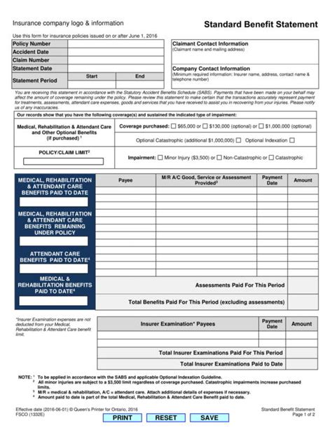 Benefit Statement Template