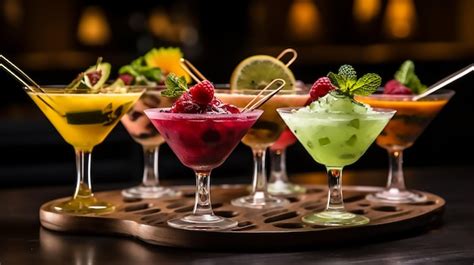 Premium Ai Image Set Of Exotic Coctails