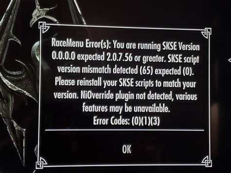 Skyui Will Not Work Correctly Racemenu Errors Skyrim Non Adult Mods Loverslab