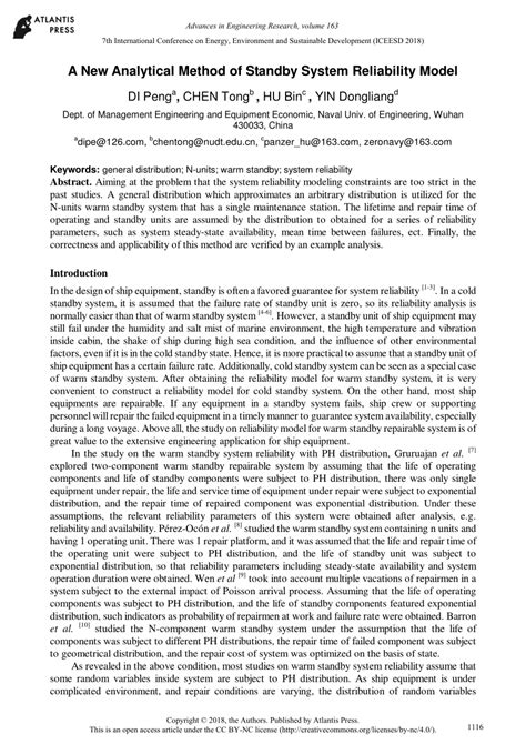 Pdf A New Analytical Method Of Standby System Reliability Model