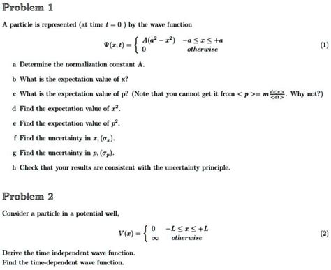 Solved Problem 1 A Particle Is Represented At Time T 0 By The Wave