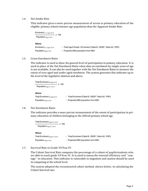 Performance Indicators Definition Of Terms And Formula PDF