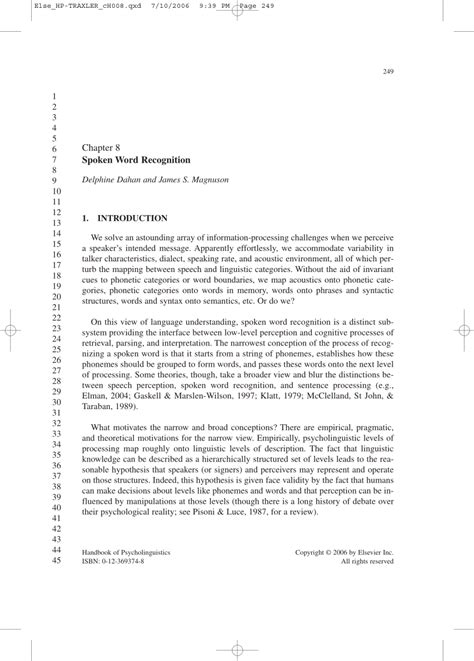 Pdf Spoken Word Recognition