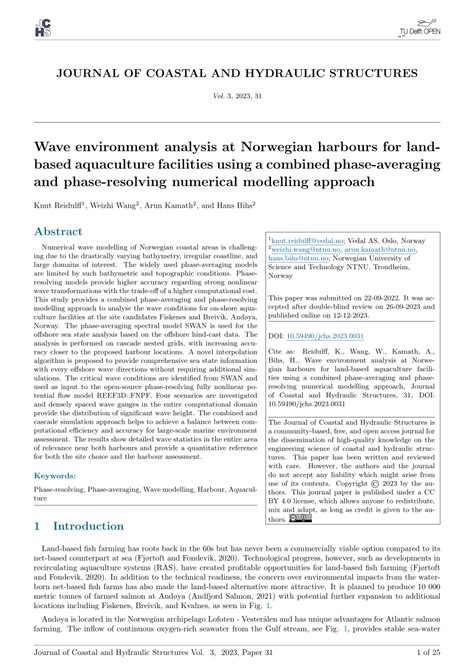 Pdf Wave Environment Analysis At Norwegian Harbours For Land Based Aquaculture Facilities