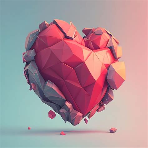 Un Corazón 3d Render Low Poly Foto Premium
